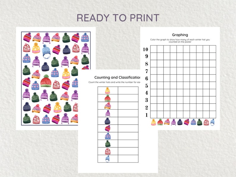 Winter Count and Graph Worksheets, Winter Math Activity, Counting 1-10 ...