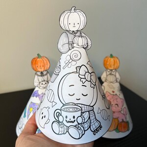 Halloween Paper Dolls Coloring Set, Pumpkin Paper Craft Kit, Color and ...