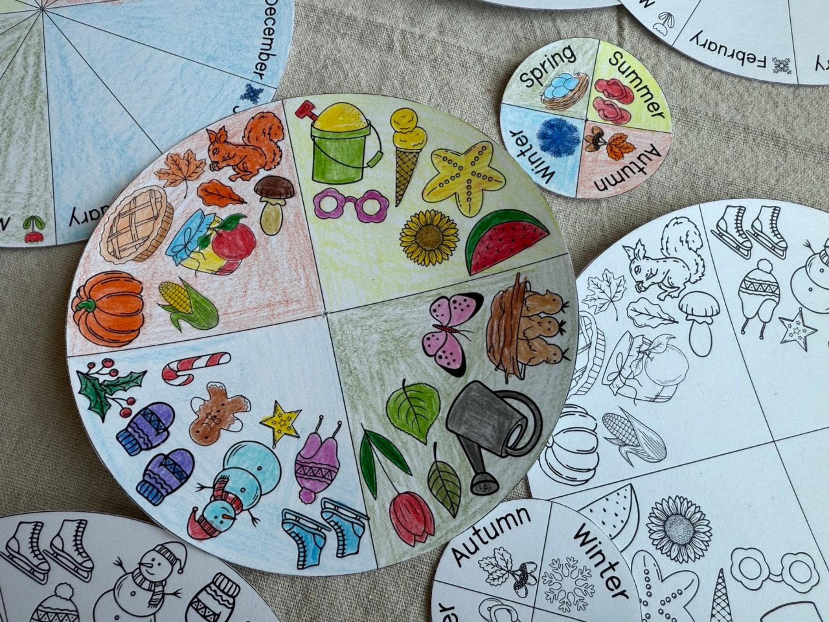 Wheel of the Year Coloring, Season Calendar Wheel, Seasons Wheel ...