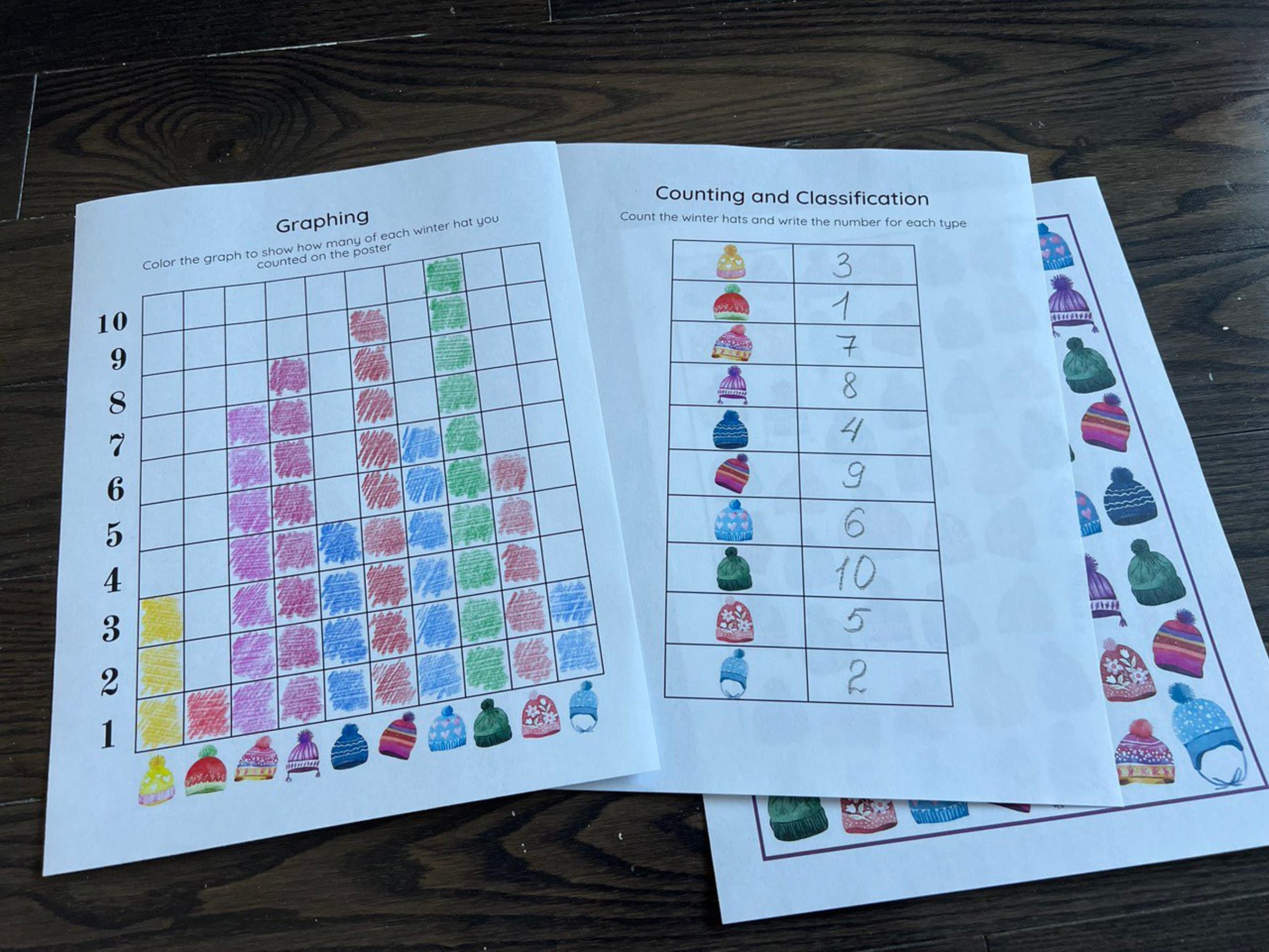 Winter Count and Graph Worksheets, Winter Math Activity, Counting 1-10 ...