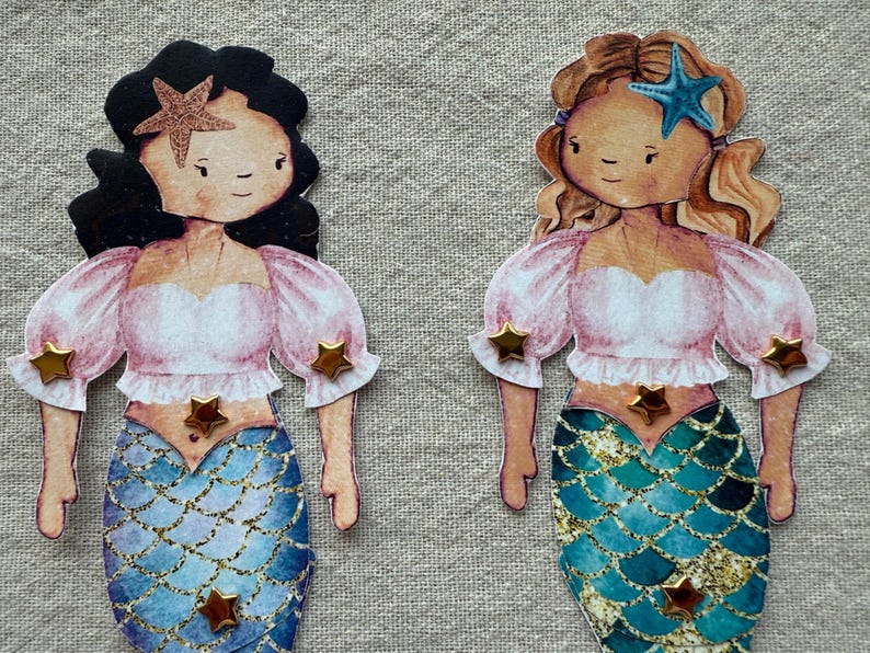 Articulated Mermaid Paper Dolls, Movable Mermaid Paper Doll, Play Craft ...