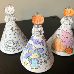 Halloween Paper Dolls Coloring Set, Pumpkin Paper Craft Kit, Color and ...