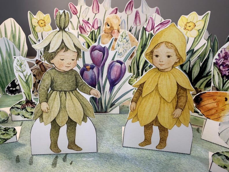 Build a Flower Fairy Garden, Printable Spring Diorama, Play Set, DIY ...
