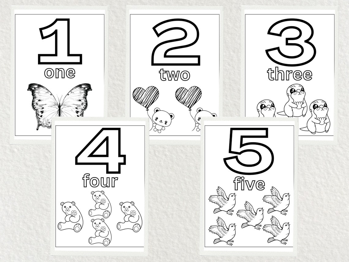 1-10 Numbers Printable Coloring Page Worksheets, Number Coloring Sheets ...
