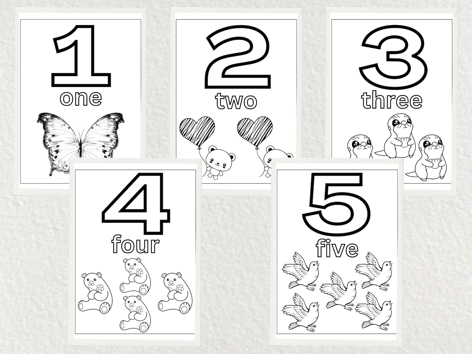1-10 Numbers Printable Coloring Page Worksheets, Number Coloring Sheets ...