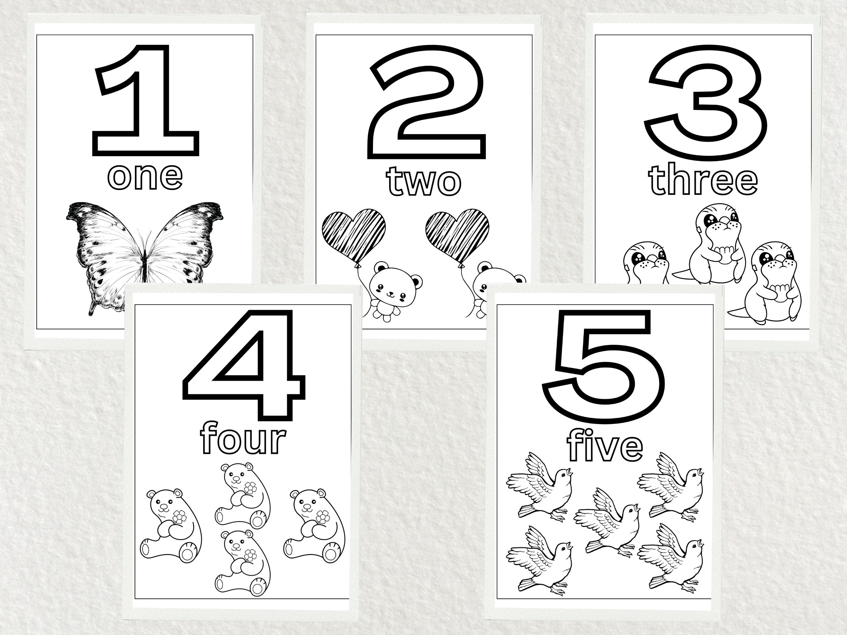 1-10 Numbers Printable Coloring Page Worksheets, Number Coloring Sheets ...