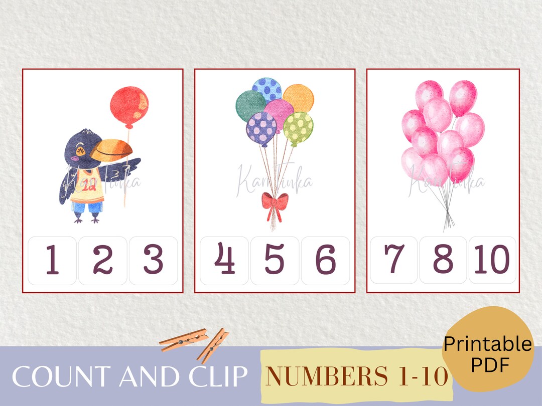Count and Clip Cards, Count and Match, Numbers Learning, Toddler ...