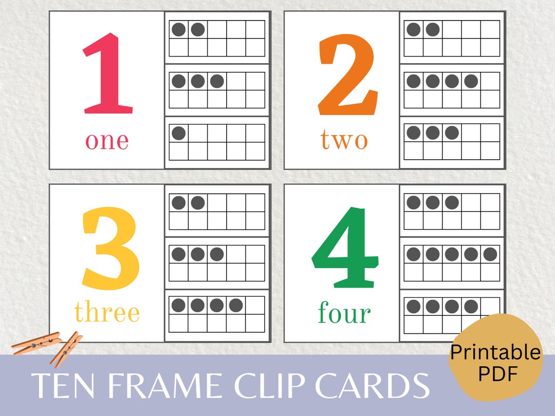 Ten Frame Number Match Clip Cards, Count and Match, Numbers Learning ...