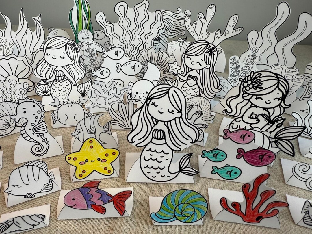 Mermaids Coloring Play Set, Ocean Coloring Diorama, Underwater Coloring ...