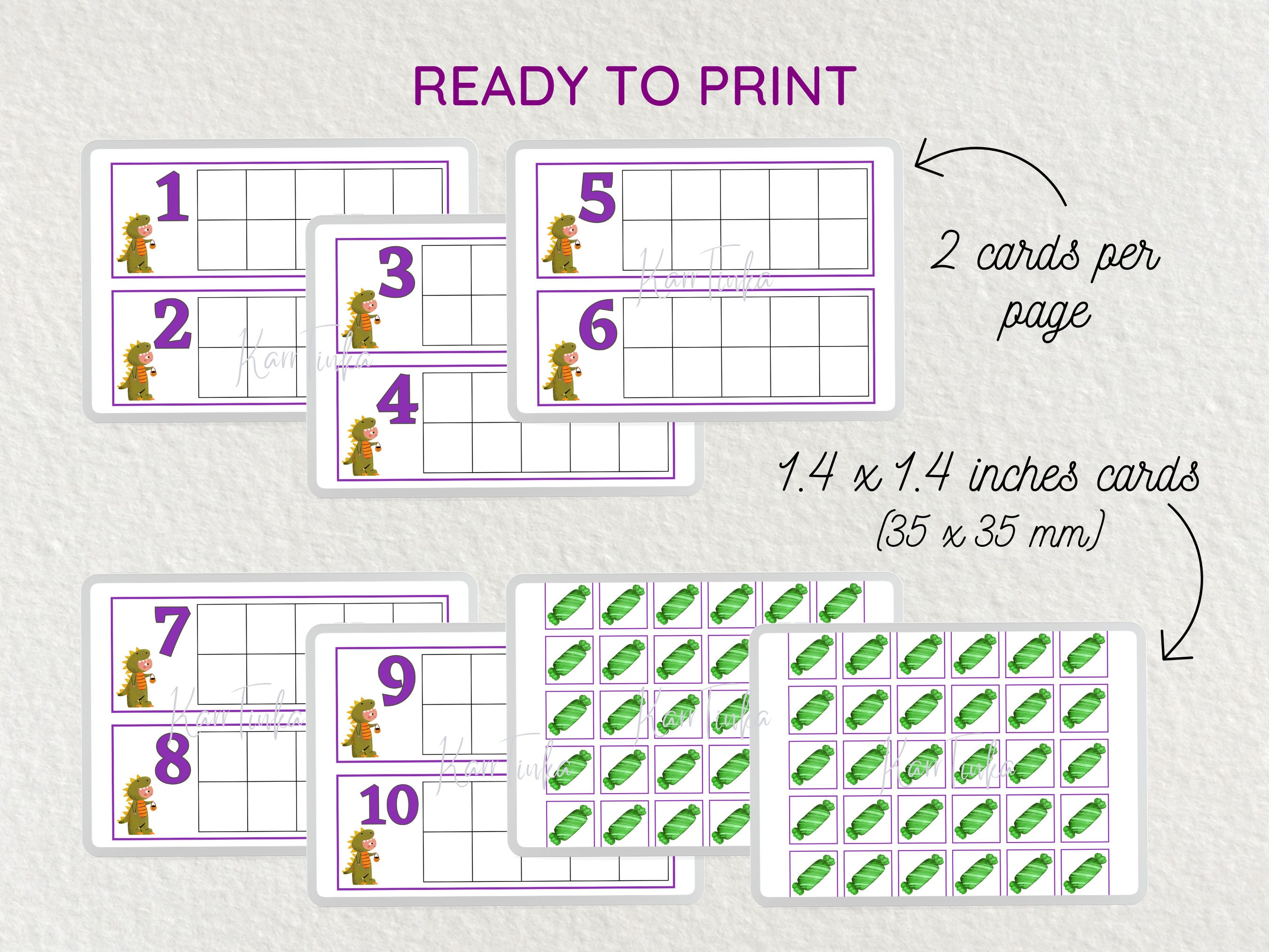 Halloween Ten Frame Counting Cards, Number 1-10, Count and Match ...