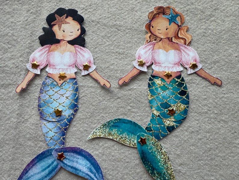 Articulated Mermaid Paper Dolls, Movable Mermaid Paper Doll, Play Craft ...