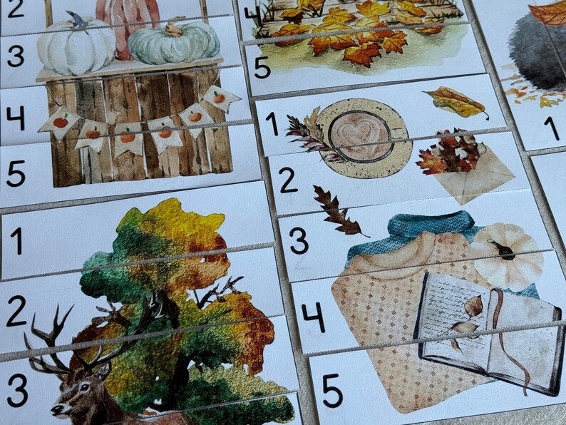 Autumn Fall Number Sequence Math Puzzles, Numbers 1-5, Numbers 1-10 ...