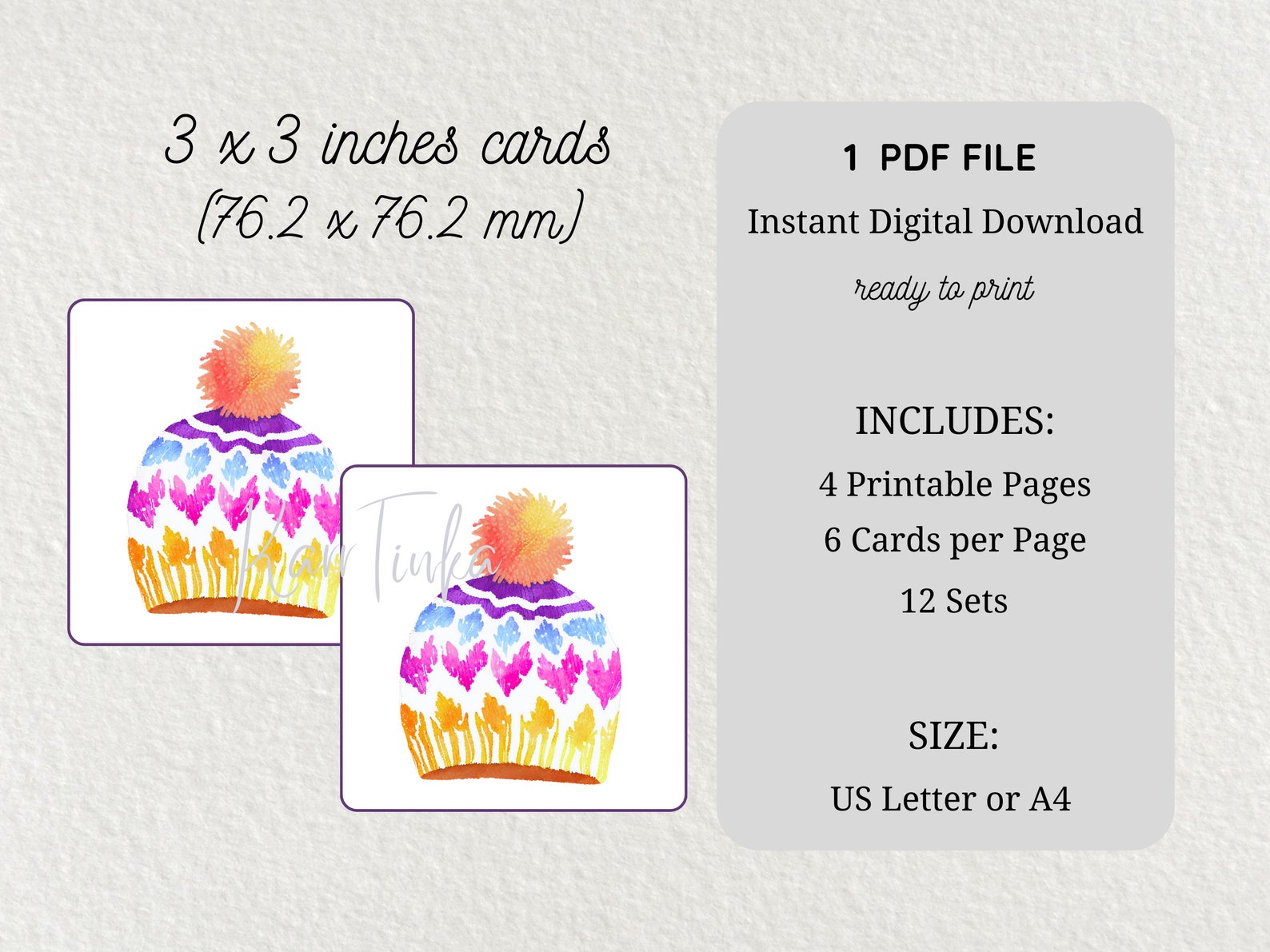 Winter Hats Matching Cards, Toddler Sorting Activity, Preschool ...