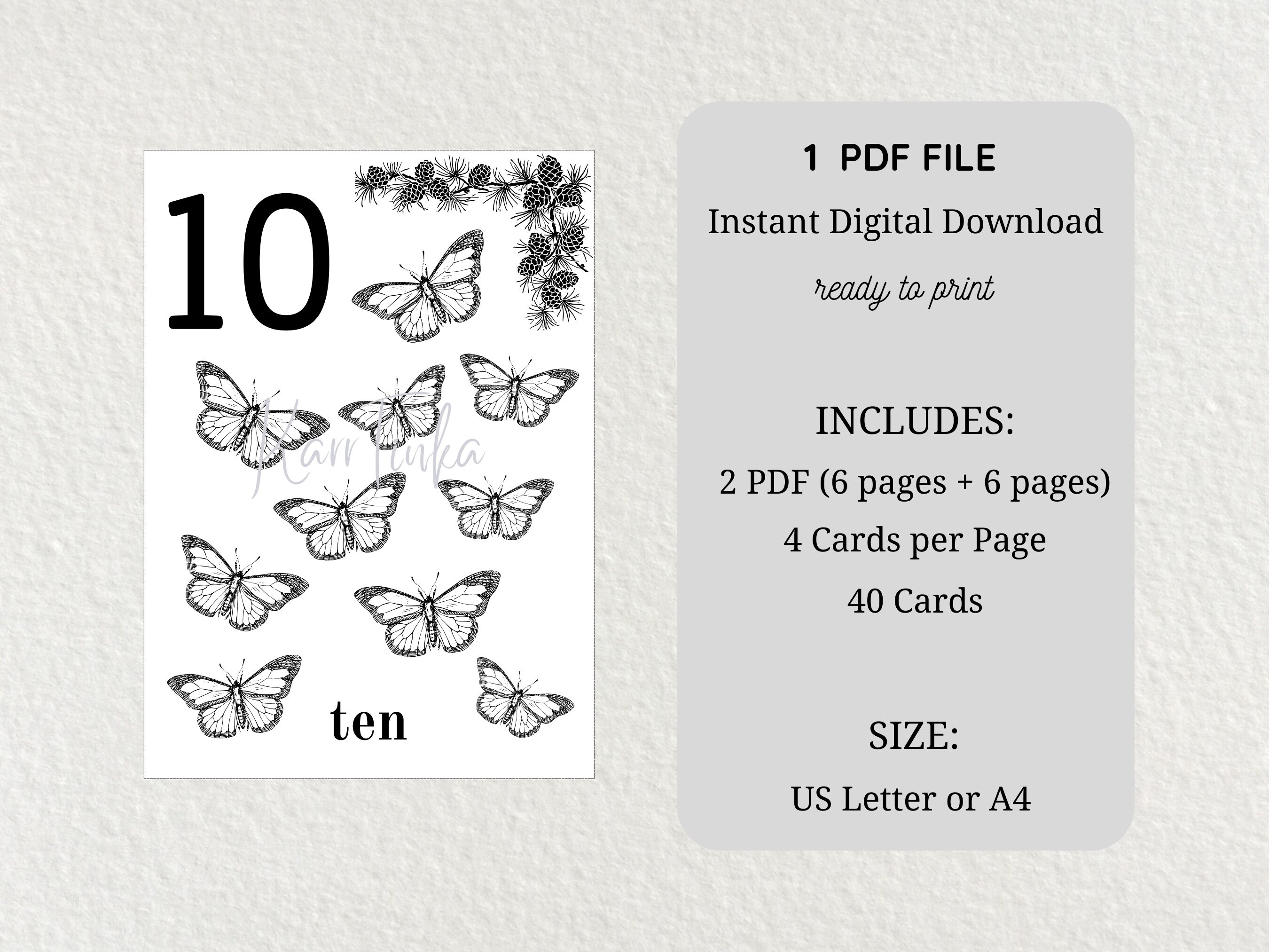 Woodland Numbers 1 to 10 Flash Cards Printable, Nature Flashcards ...