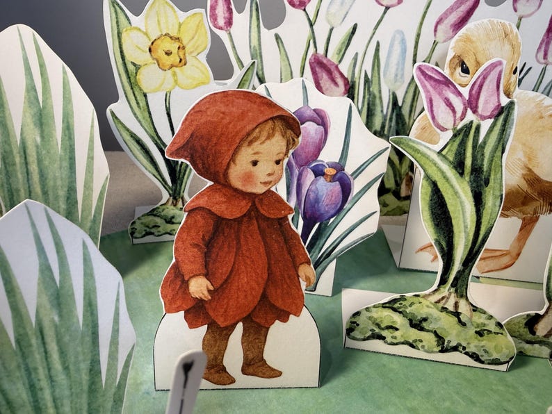 Build a Flower Fairy Garden, Printable Spring Diorama, Play Set, DIY ...