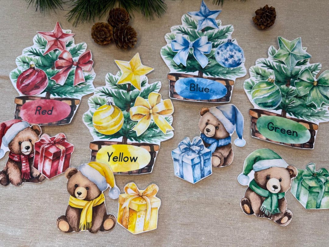 Christmas Color Sorting Matching Activities Montessori Material Hands ...