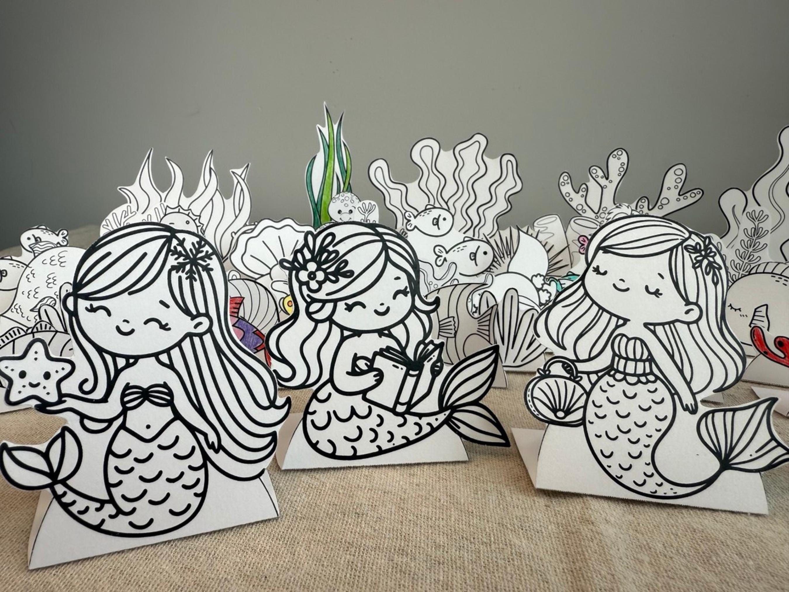 Mermaids Coloring Play Set, Ocean Coloring Diorama, Underwater Coloring ...