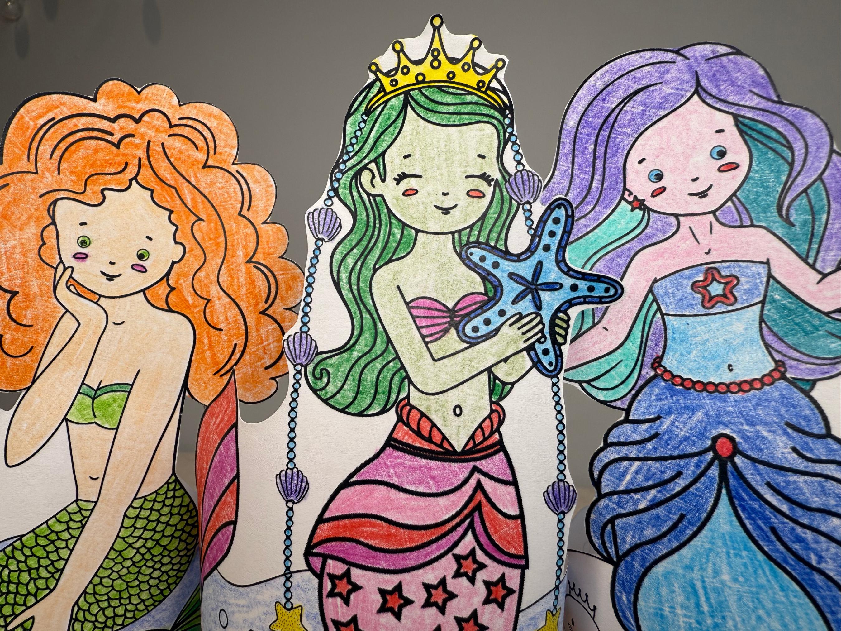 Mermaid Dolls Paper Craft Kit, Summer Coloring Set, Mermaid Paper Dolls ...