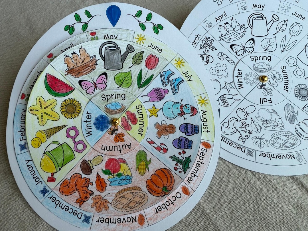Wheel of the Year Coloring, Season Calendar Wheel, Seasons Wheel ...