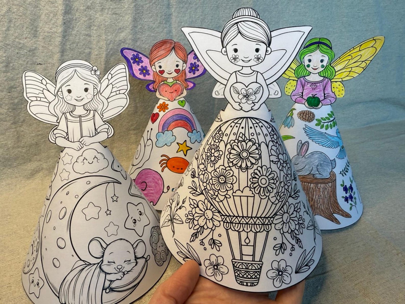 Fairy Dolls Paper Craft Kit, Paper Doll Coloring Set, Printable Paper ...