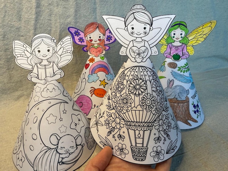Fairy Dolls Paper Craft Kit, Paper Doll Coloring Set, Printable Paper ...