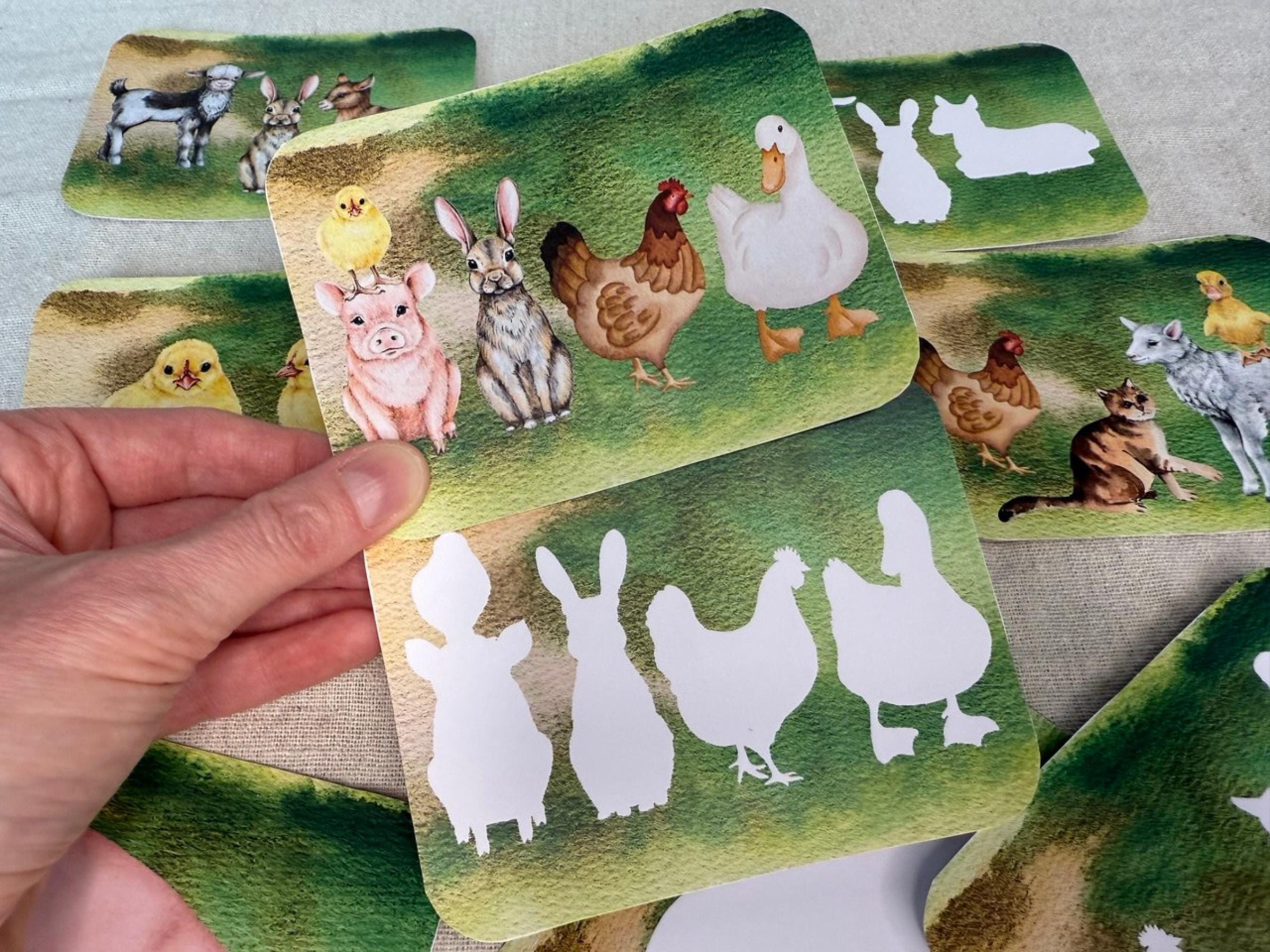 Farm Animals Shadow Matching Cards, Animal Pattern Matching Game ...