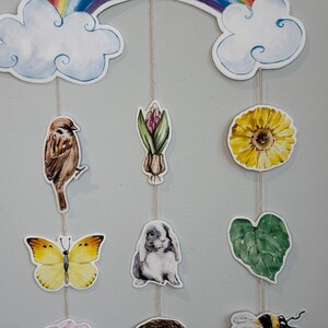 Spring Paper Mobile, Printable Wall Hanging, DIY Paper Spring Decor ...