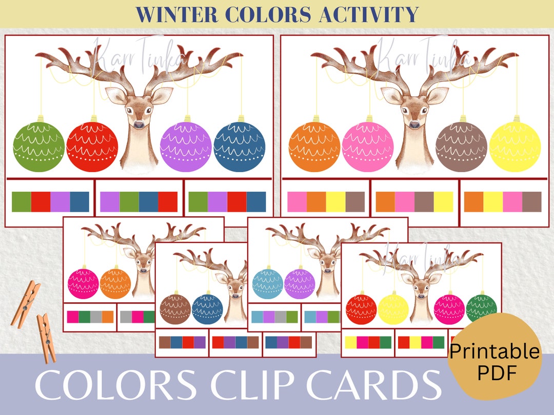 Christmas Colors Matching Cards, Colors Clip Cards, Colors Recognition ...