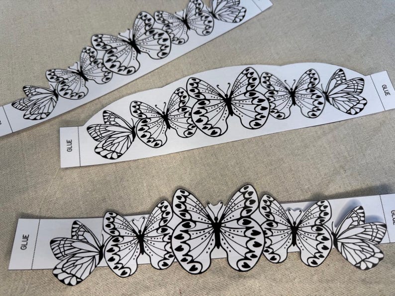 Spring Summer Butterfly Coloring Paper Crown, DIY Seasonal Paper Crafts ...