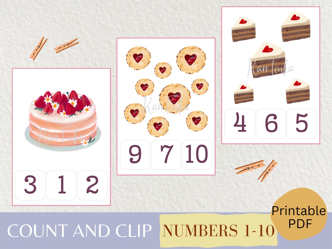 Sweets Count and Clip Cards, Count and Match, Numbers Learning, Toddler ...