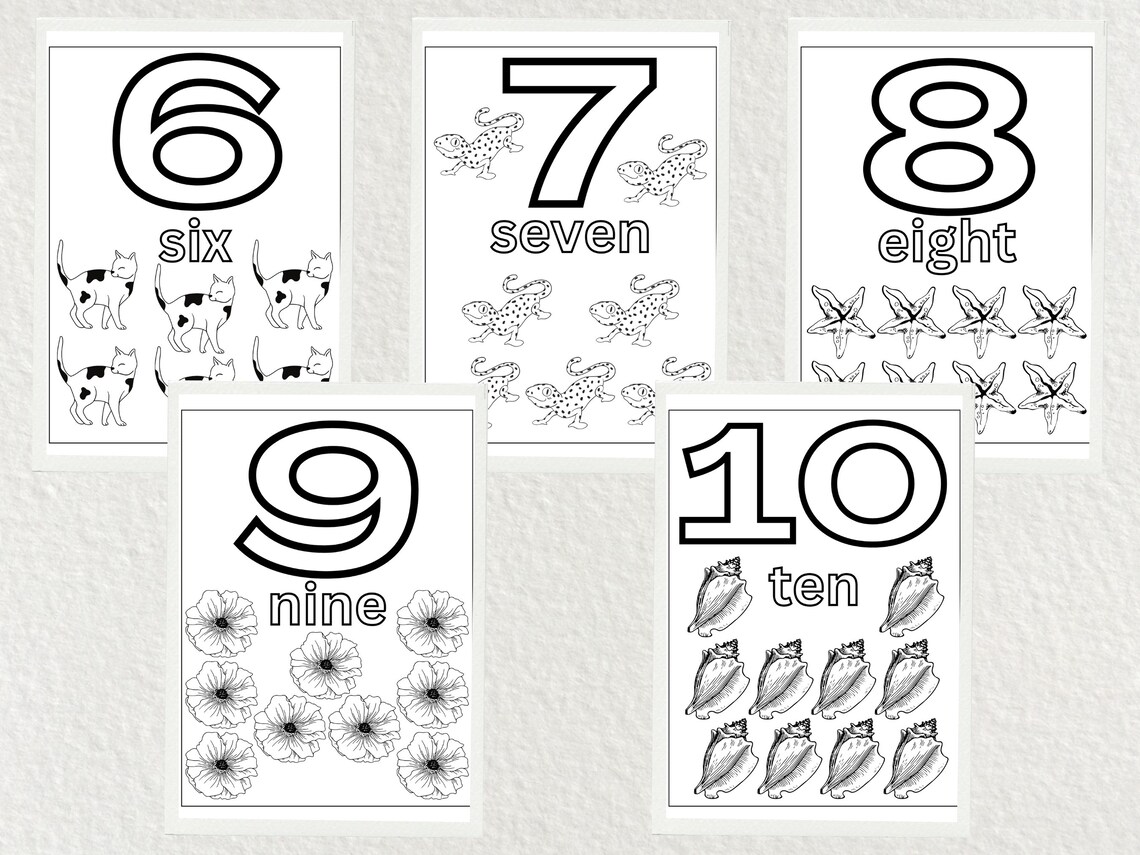 1-10 Numbers Printable Coloring Page Worksheets, Number Coloring Sheets ...
