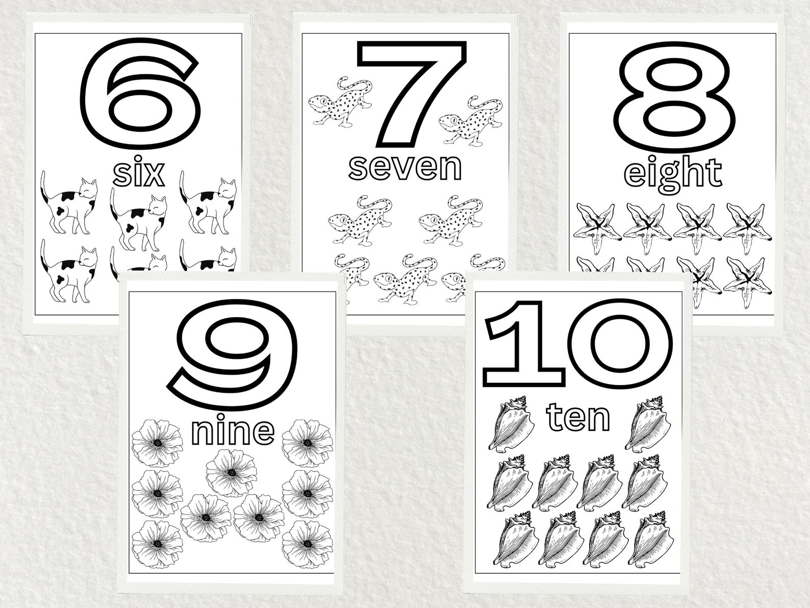 1-10 Numbers Printable Coloring Page Worksheets, Number Coloring Sheets ...