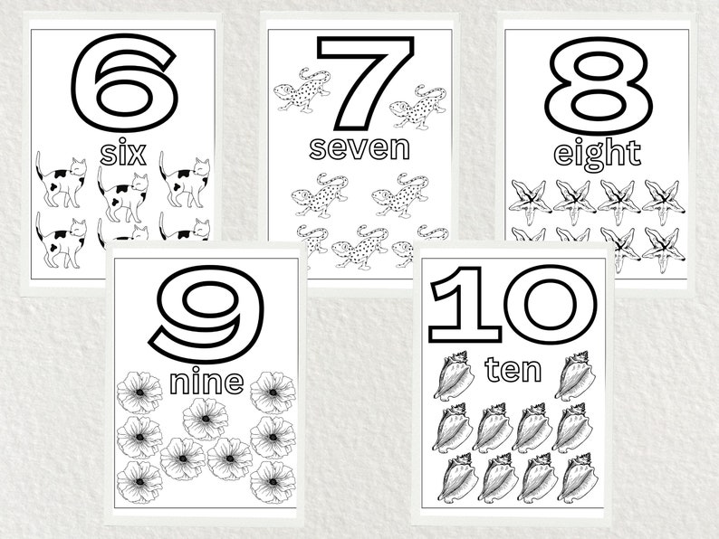 1-10 Numbers Printable Coloring Page Worksheets, Number Coloring Sheets ...