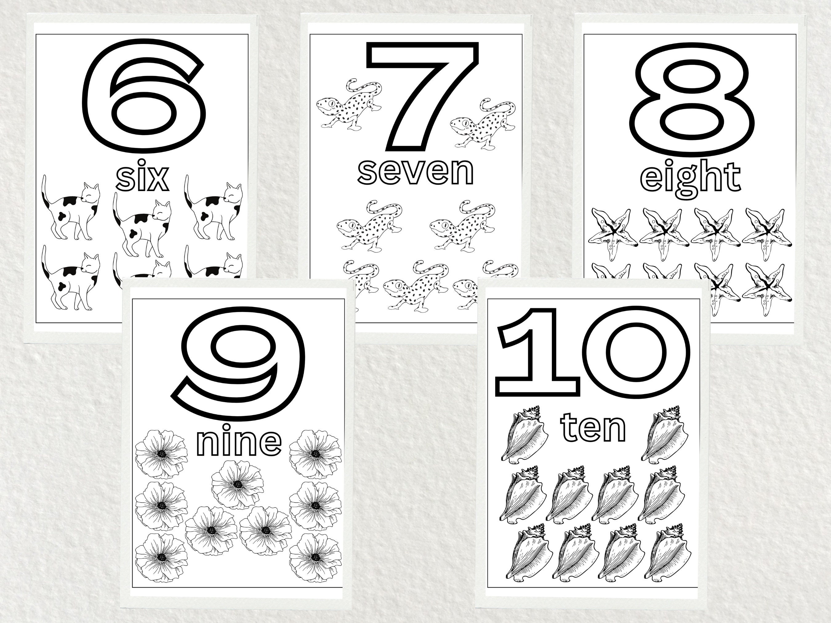 1-10 Numbers Printable Coloring Page Worksheets, Number Coloring Sheets ...