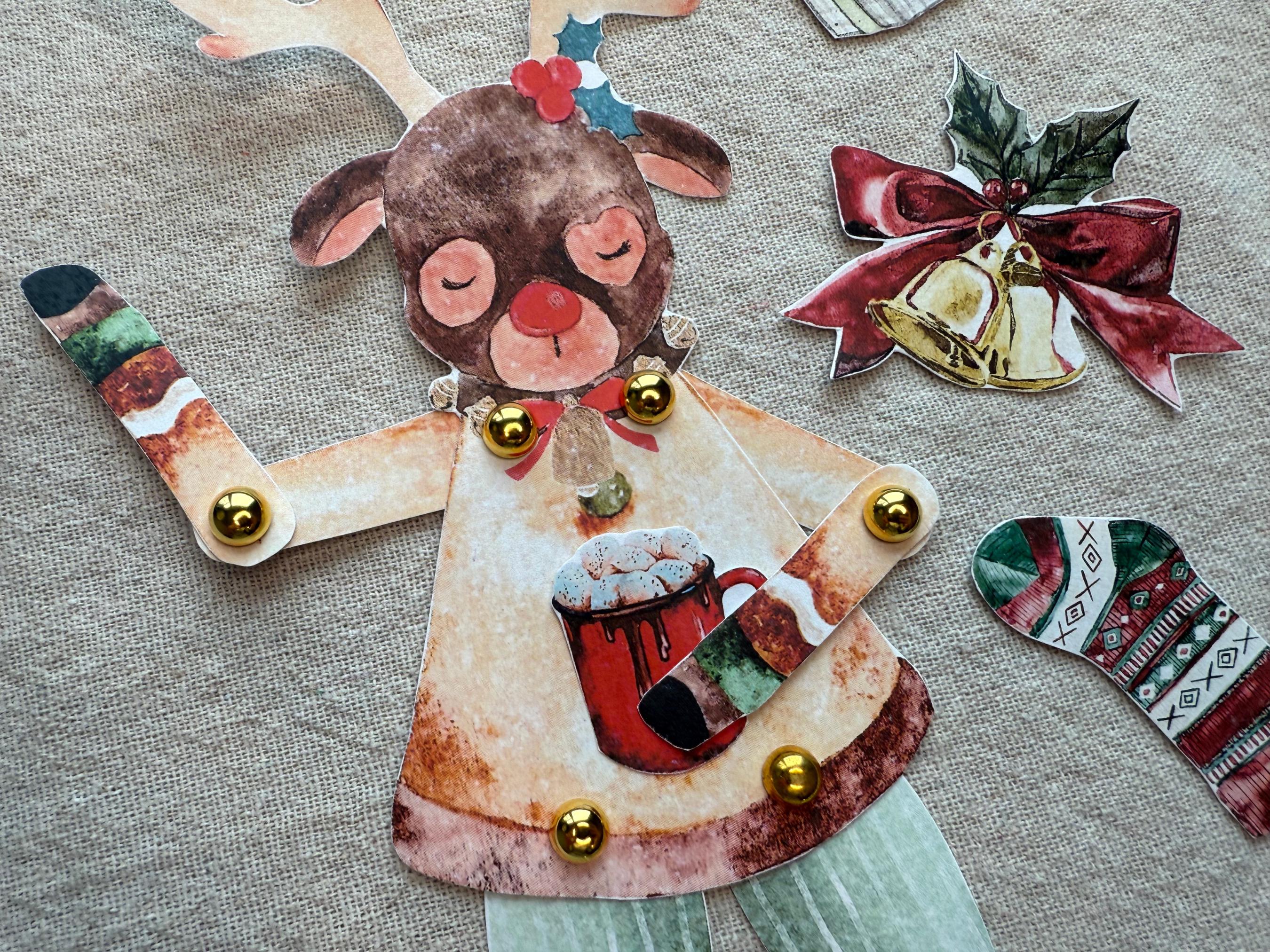 Articulated Reindeer Paper Dolls, Movable Jointed Christmas Doll ...
