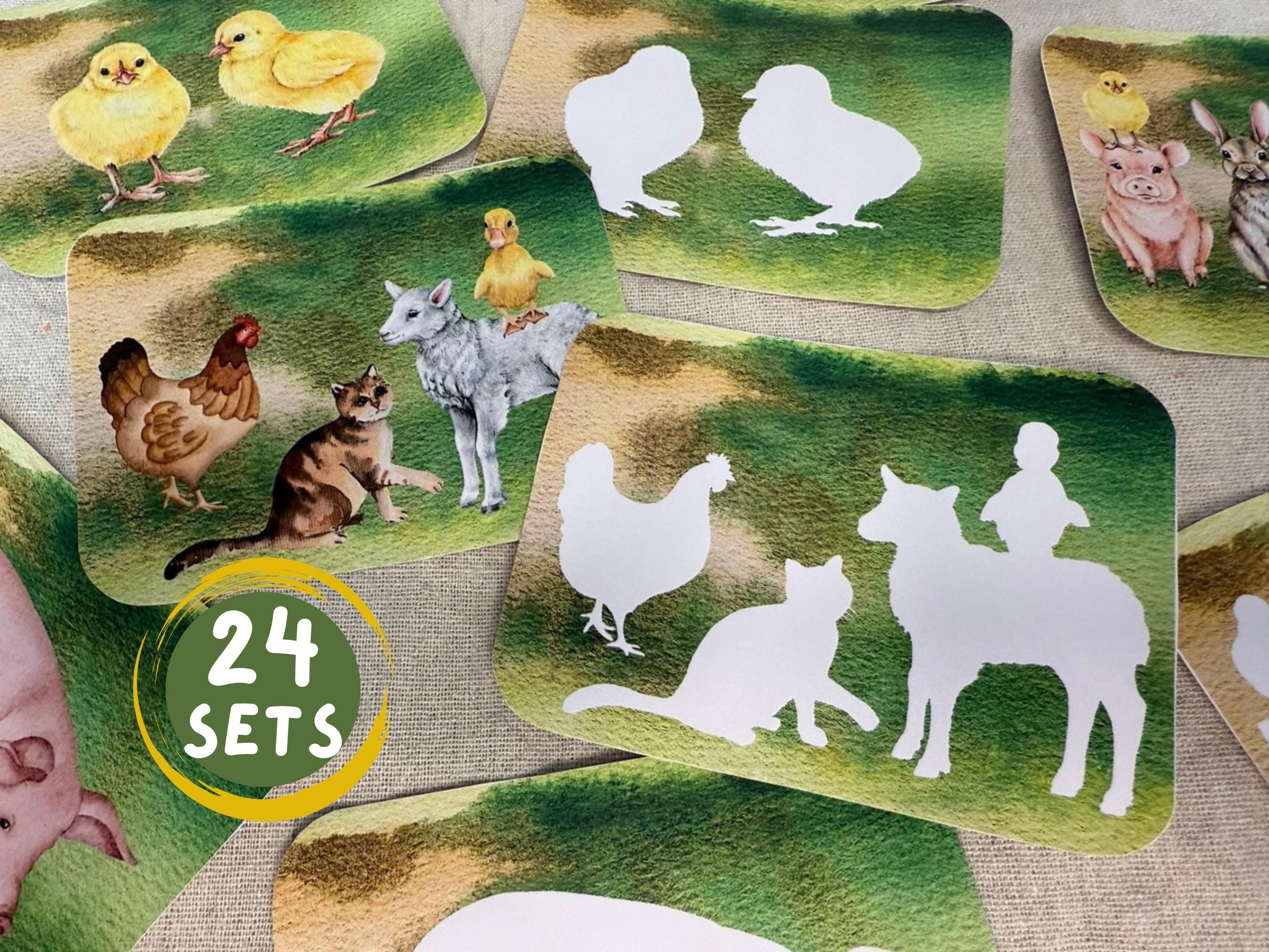 Farm Animals Shadow Matching Cards, Animal Pattern Matching Game ...