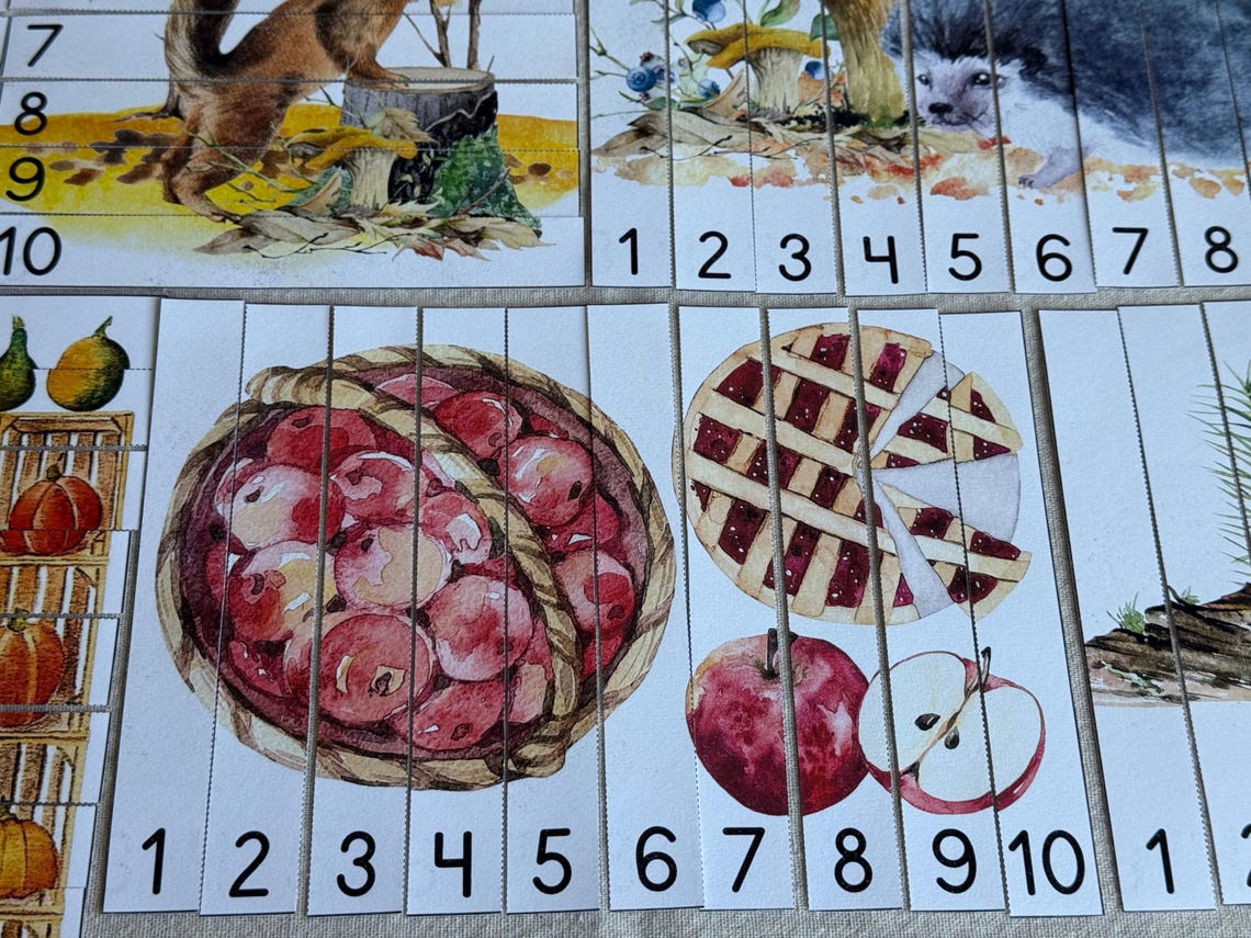 Autumn Fall Number Sequence Math Puzzles, Numbers 1-5, Numbers 1-10 ...