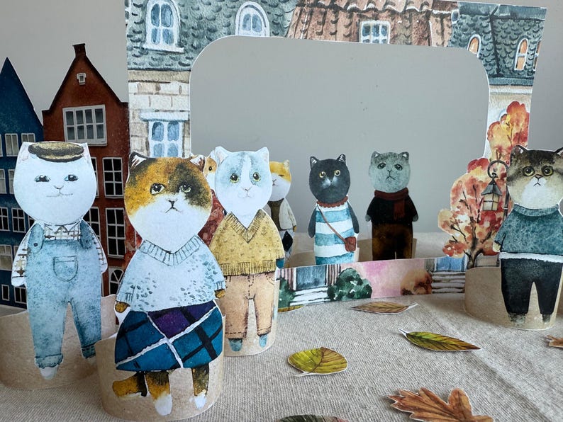 Autumn Puppet Theater, Paper Puppet Theater, Play Craft Toy, DIY Kids ...