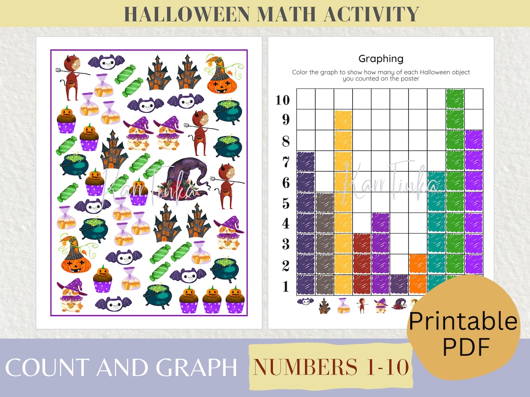 Halloween Count and Graph Worksheets, Math Activity, Counting 1-10 ...