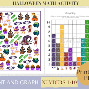 Halloween Count and Graph Worksheets, Math Activity, Counting 1-10 ...