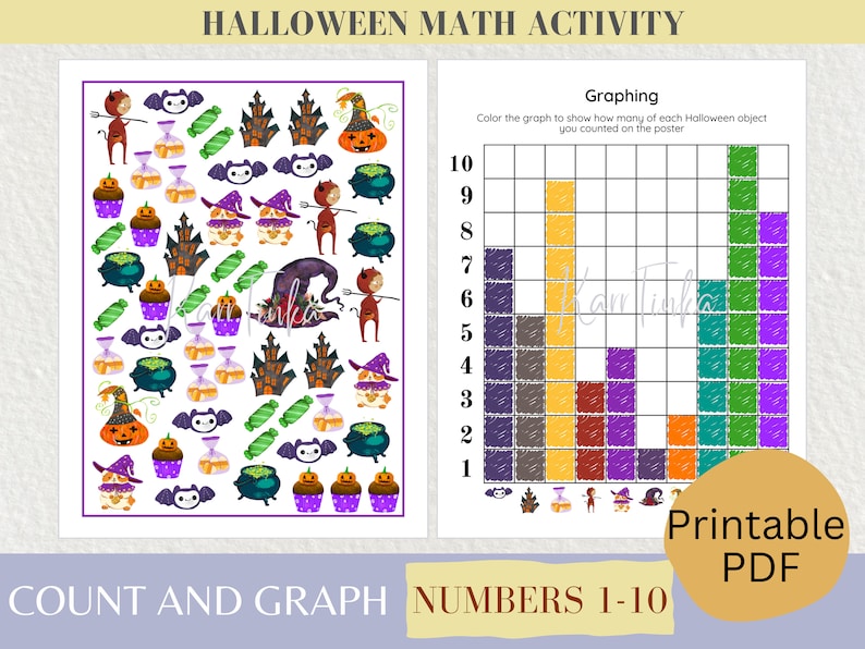 Halloween Count and Graph Worksheets, Math Activity, Counting 1-10 ...