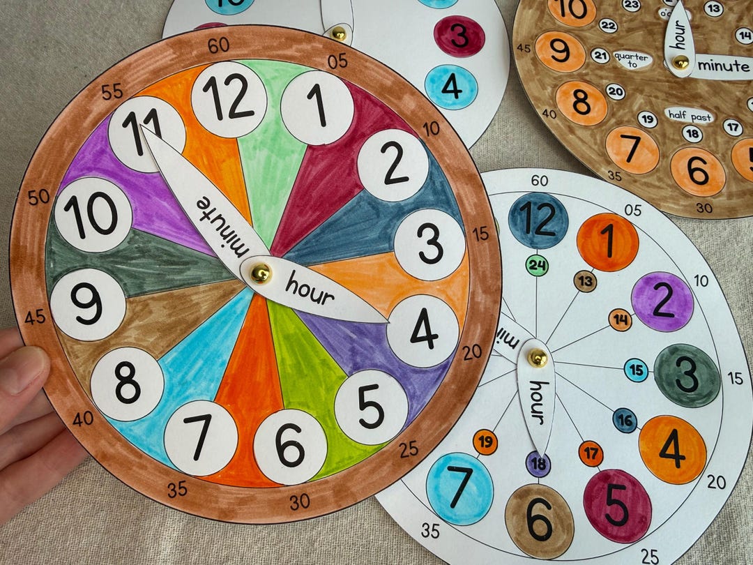 Printable Build a Clock Coloring Set, Telling Teach Learning Time, What ...