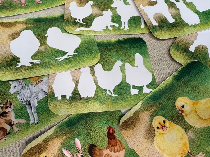 Farm Animals Shadow Matching Cards, Animal Pattern Matching Game ...