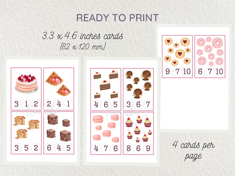 Sweets Count and Clip Cards, Count and Match, Numbers Learning, Toddler ...