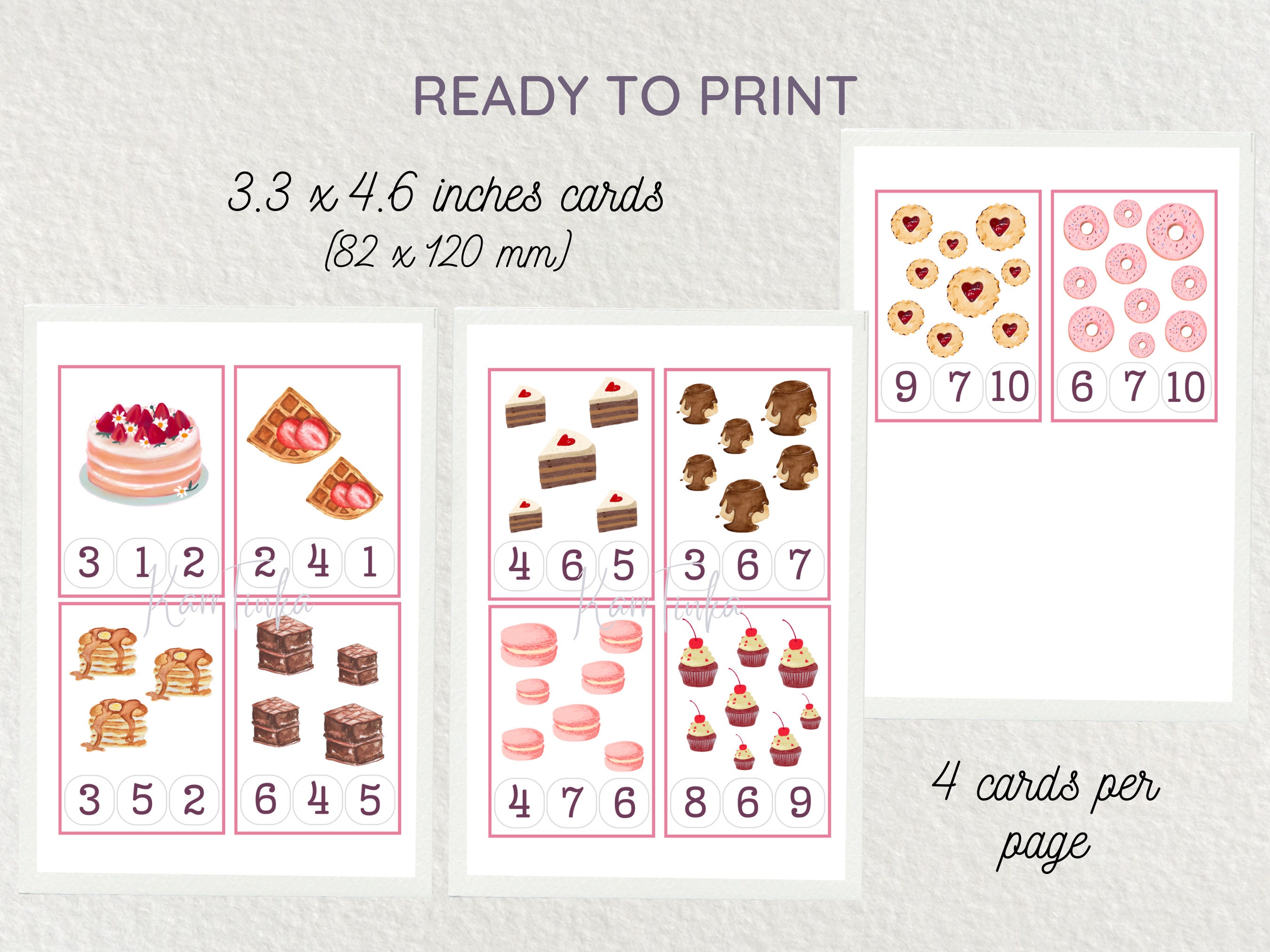 Sweets Count and Clip Cards, Count and Match, Numbers Learning, Toddler ...