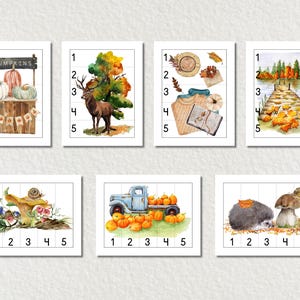 Autumn Fall Number Sequence Math Puzzles, Numbers 1-5, Numbers 1-10 ...