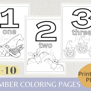 Halloween 1-10 Numbers Printable Coloring Page Worksheets, Number ...