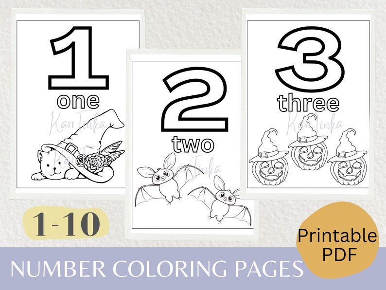Halloween 1-10 Numbers Printable Coloring Page Worksheets, Number ...