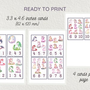 Cute Unicorns Count and Clip Cards 1-10, Count and Match, Numbers ...