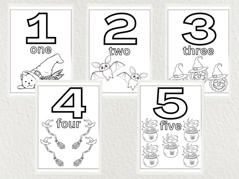 Halloween 1-10 Numbers Printable Coloring Page Worksheets, Number ...